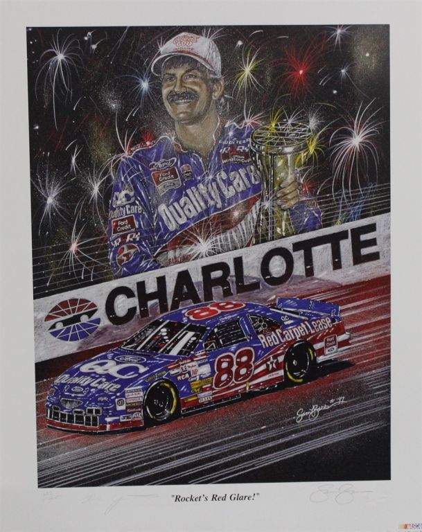 Autographed Dale Jarrett " Rocket's Red Glare " Numbered Sam Bass Print ...