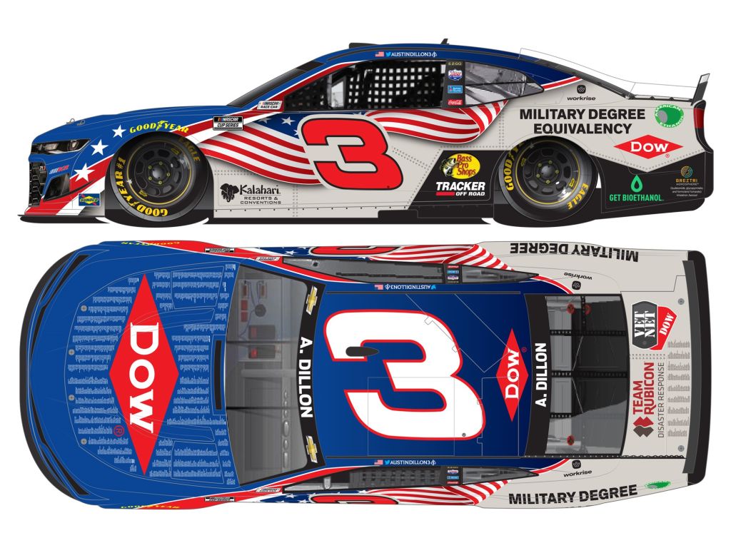 Austin Dillon 2021 Dow Salutes Veterans 1:24 Nascar Diecast
