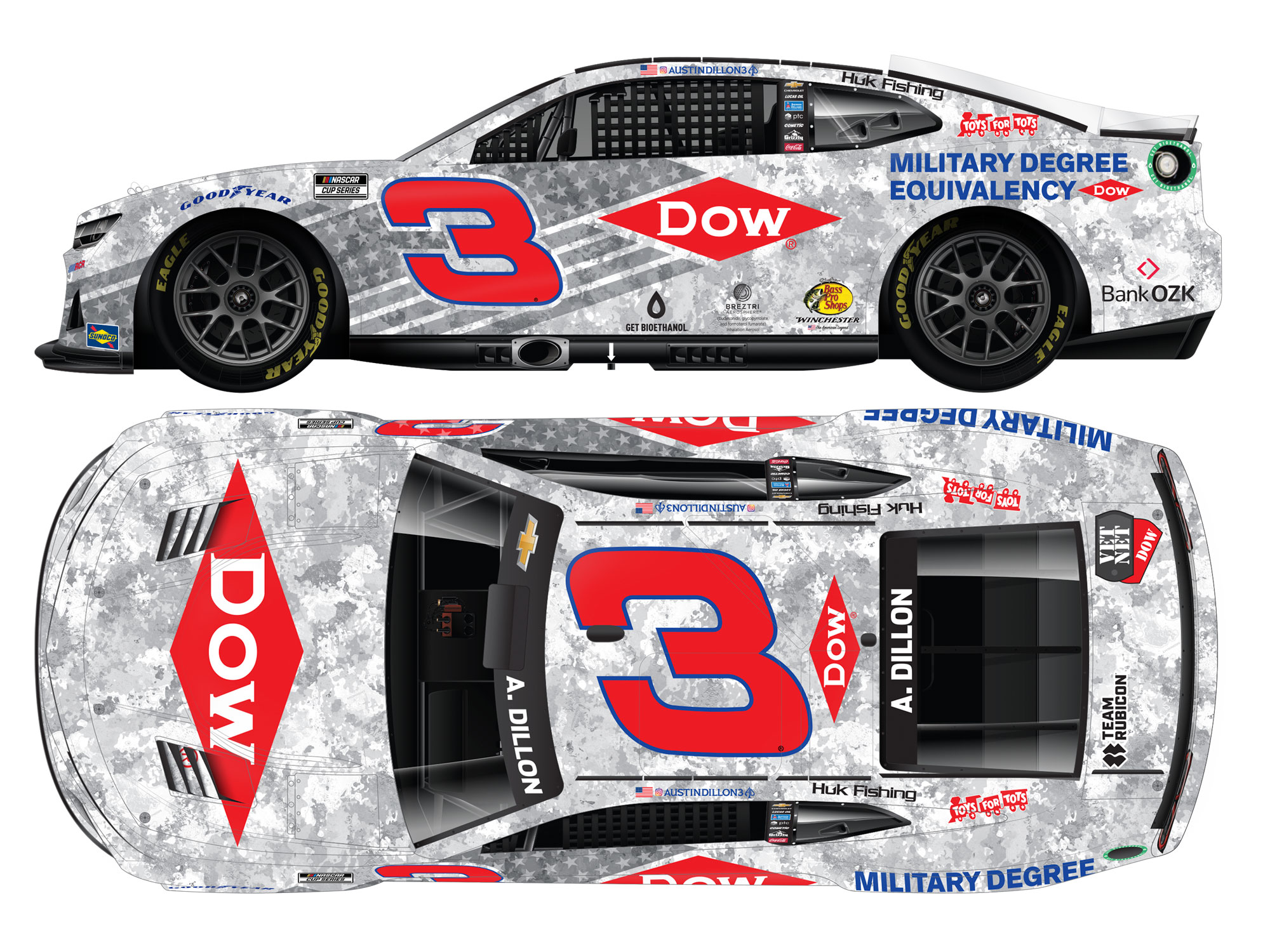 Austin Dillon 2025 Dow Salutes Vertans 1:64 Nascar Diecast