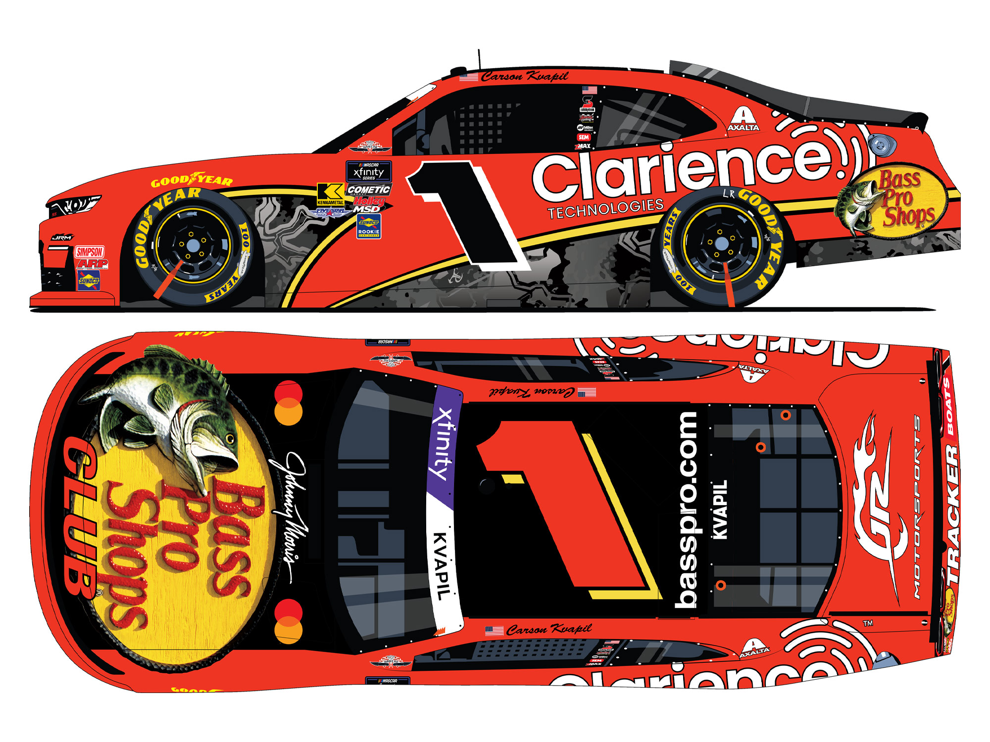 Carson Kvapil 2025 Bass Pro Shops Throwback 1:24 Color Chrome Nascar ...