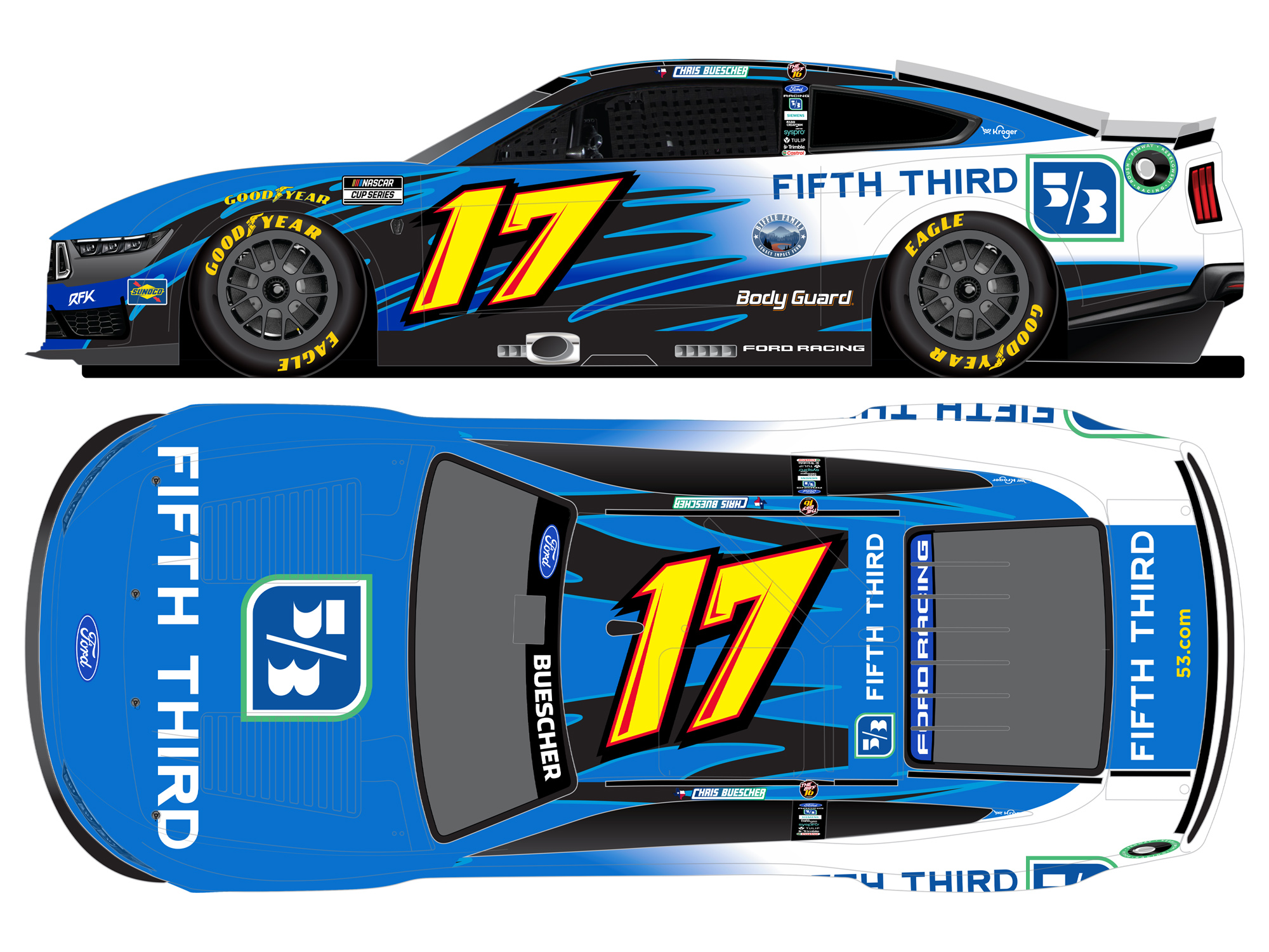 Chris Buescher 2026 Fifth Third Bank Throwback 1:24 Galaxy Color Nascar ...
