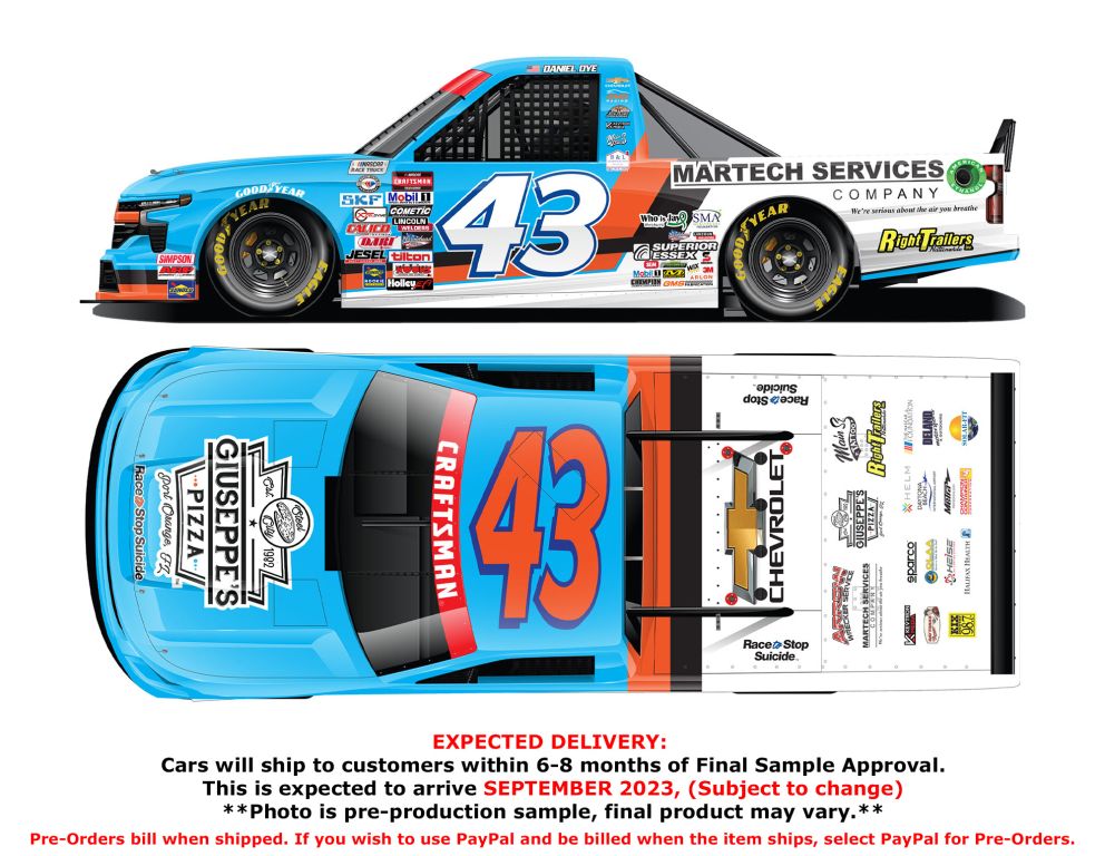 Daniel Dye 2023 Giuseppe's Steel City Pizza 1:64 Nascar Diecast