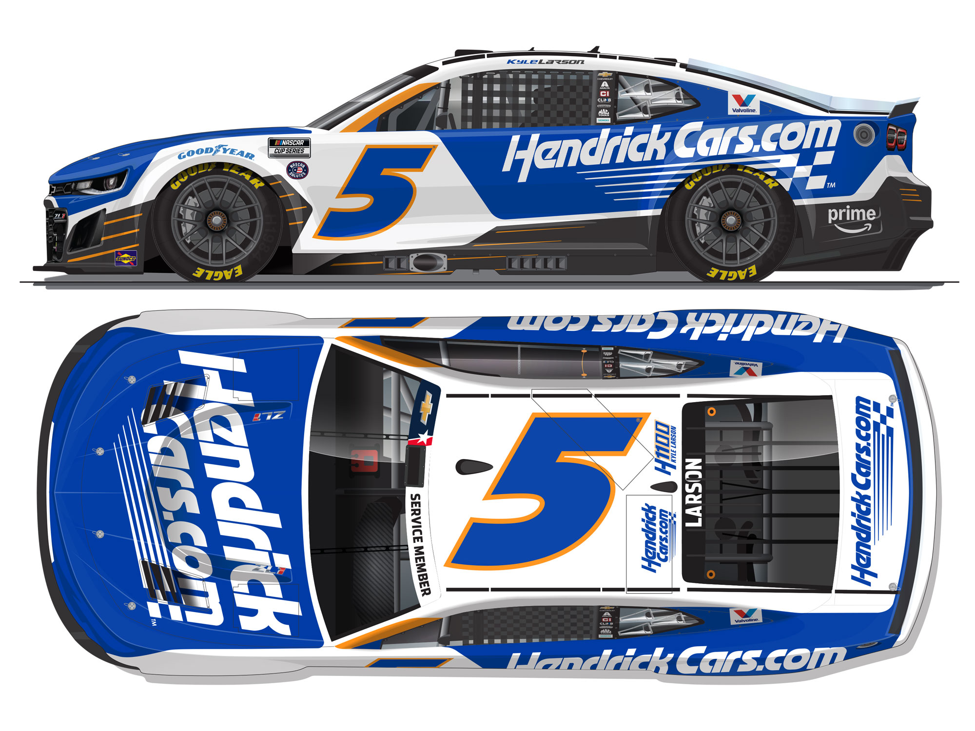 Kyle Larson 2025 Hendrickcars.com H1100 1:24 Color Chrome Nascar Diecast