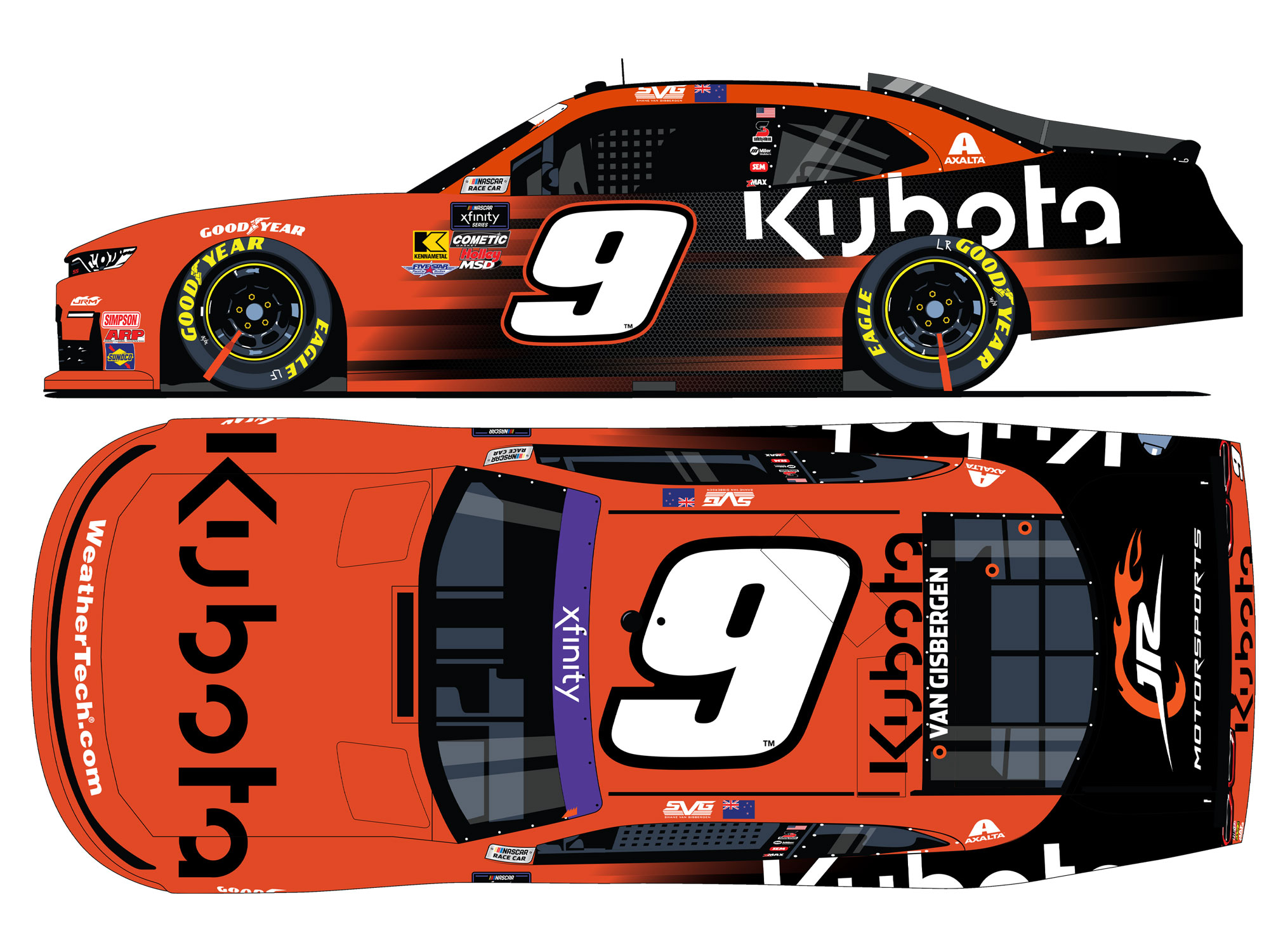 Shane Van Gisbergen 2025 Kubota 1:24 Color Chrome Nascar Diecast ...