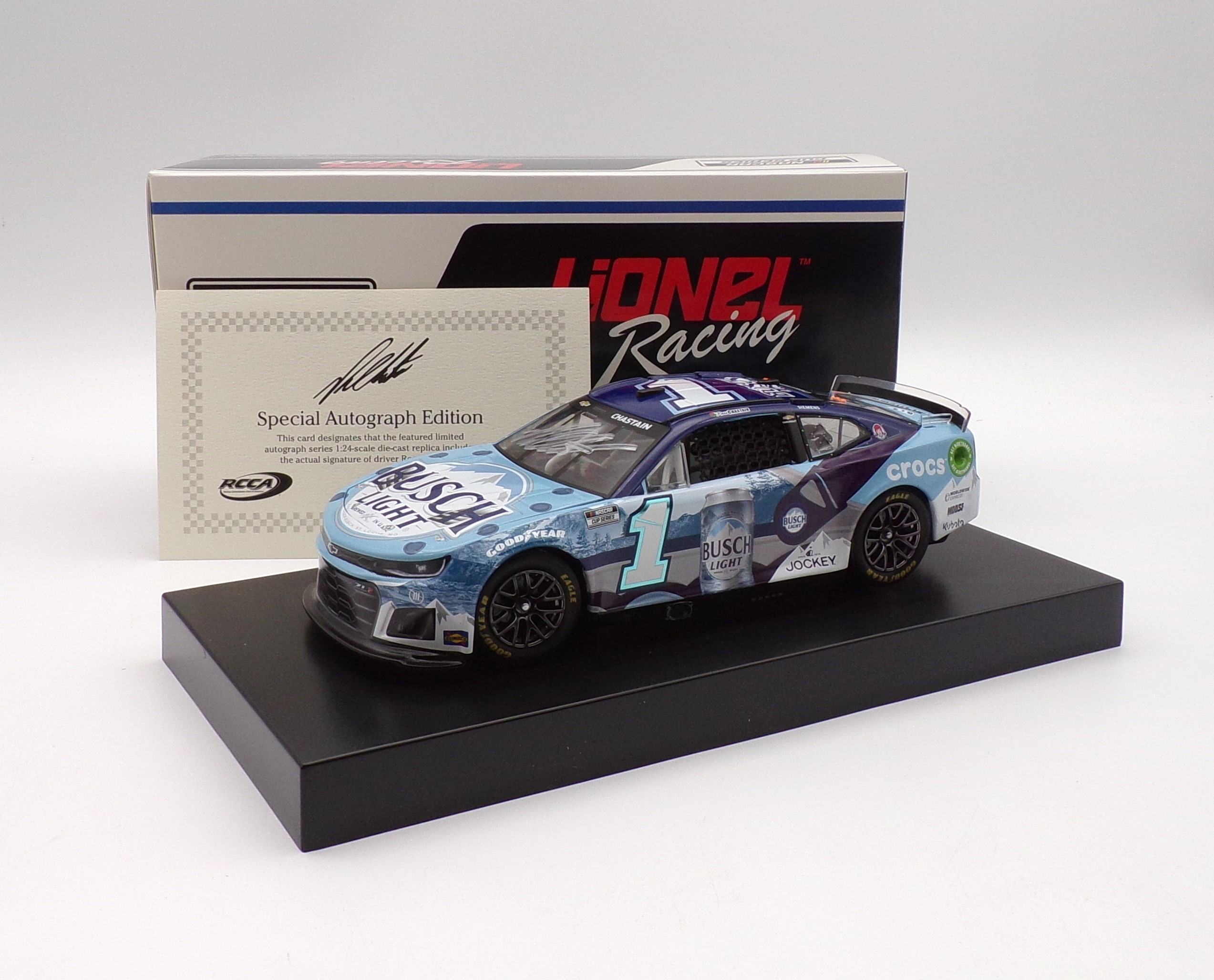 Ross Chastain Autographed 2024 Busch Light Crocs 1:24 Nascar Diecast