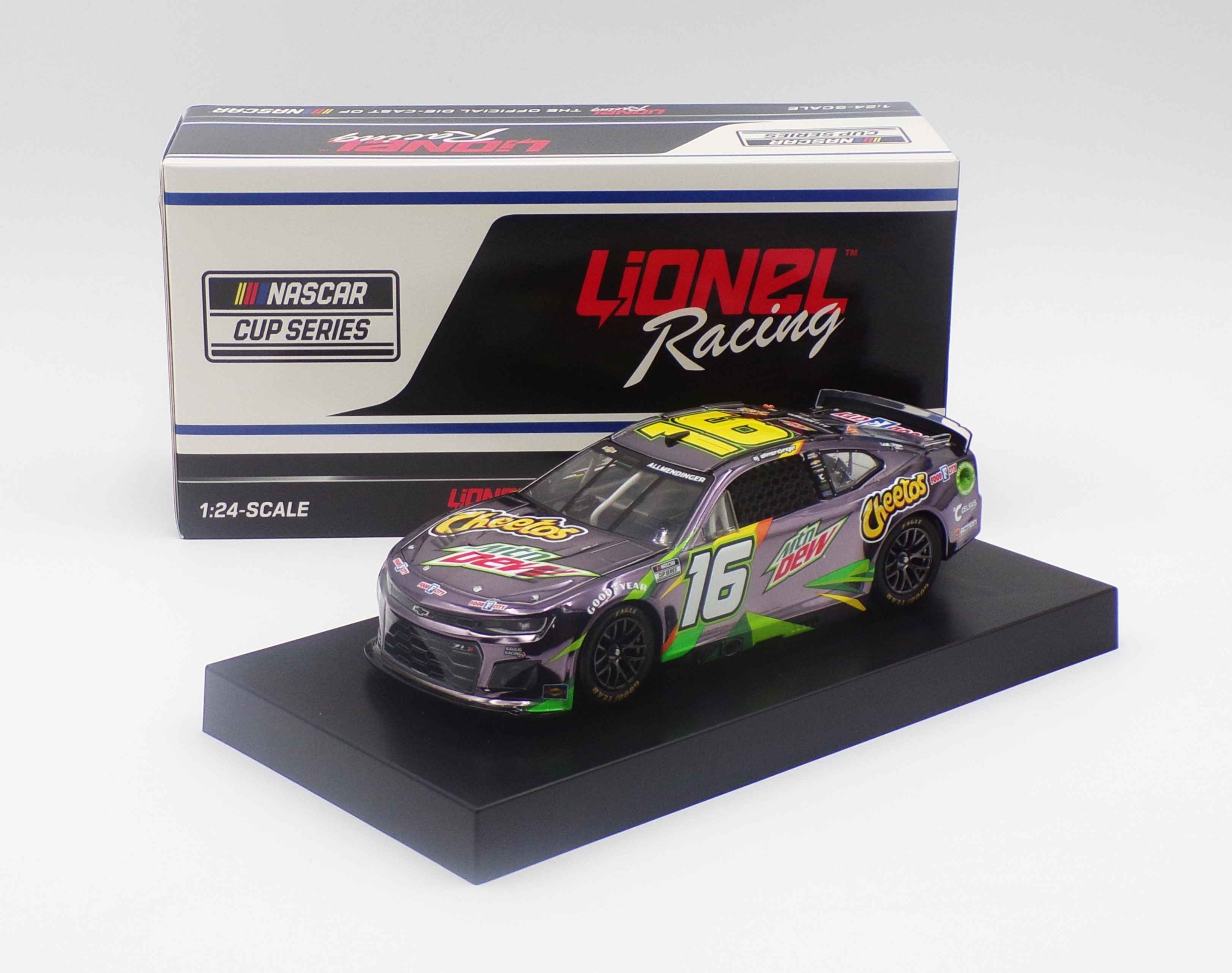 AJ Allmendinger 2024 MTN Dew / Cheetos 1:24 Color Chrome Nascar Diecast