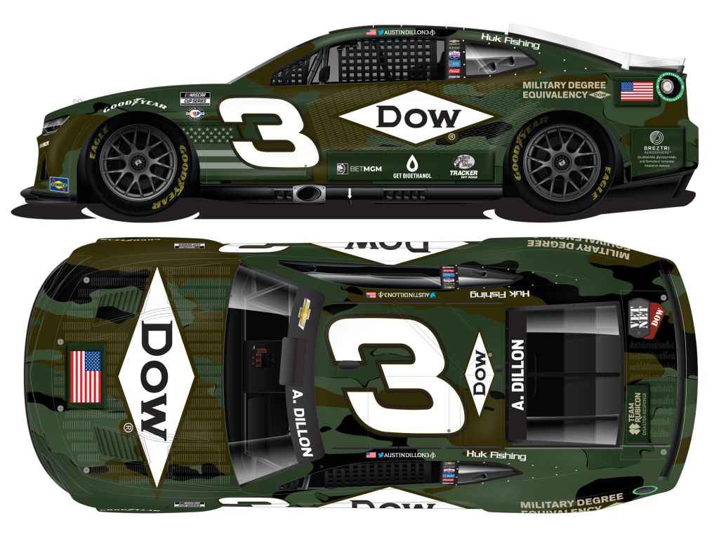 Austin Dillon 2023 Dow Salutes Veterans 1:24 Nascar Diecast