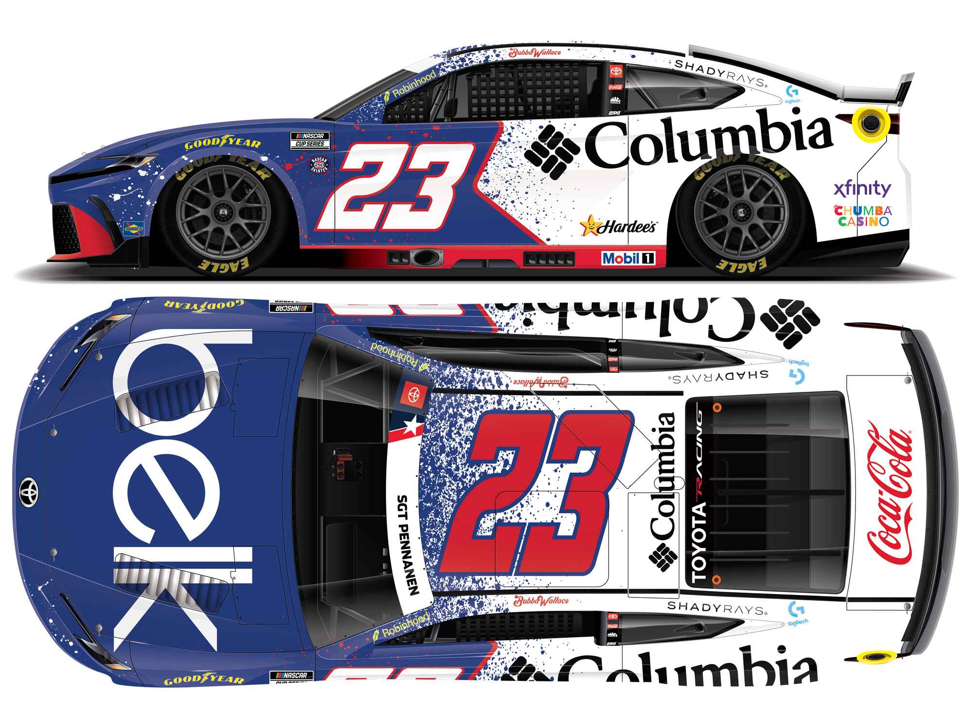 Bubba Wallace 2026 Columbia Belk Patriotic 1:24 Nascar Diecast
