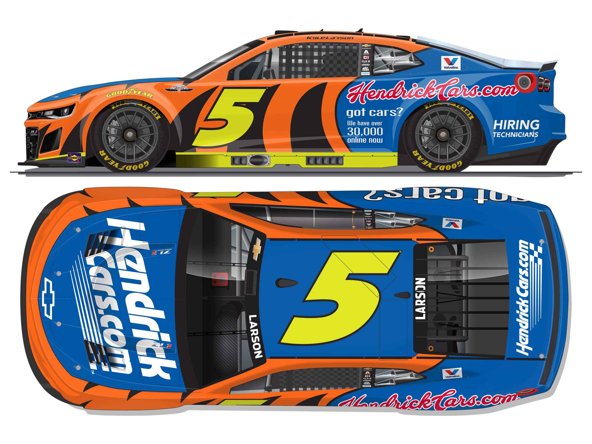 Kyle Larson 2025 Hendrickcars.com Throwback 1:64 Nascar Diecast