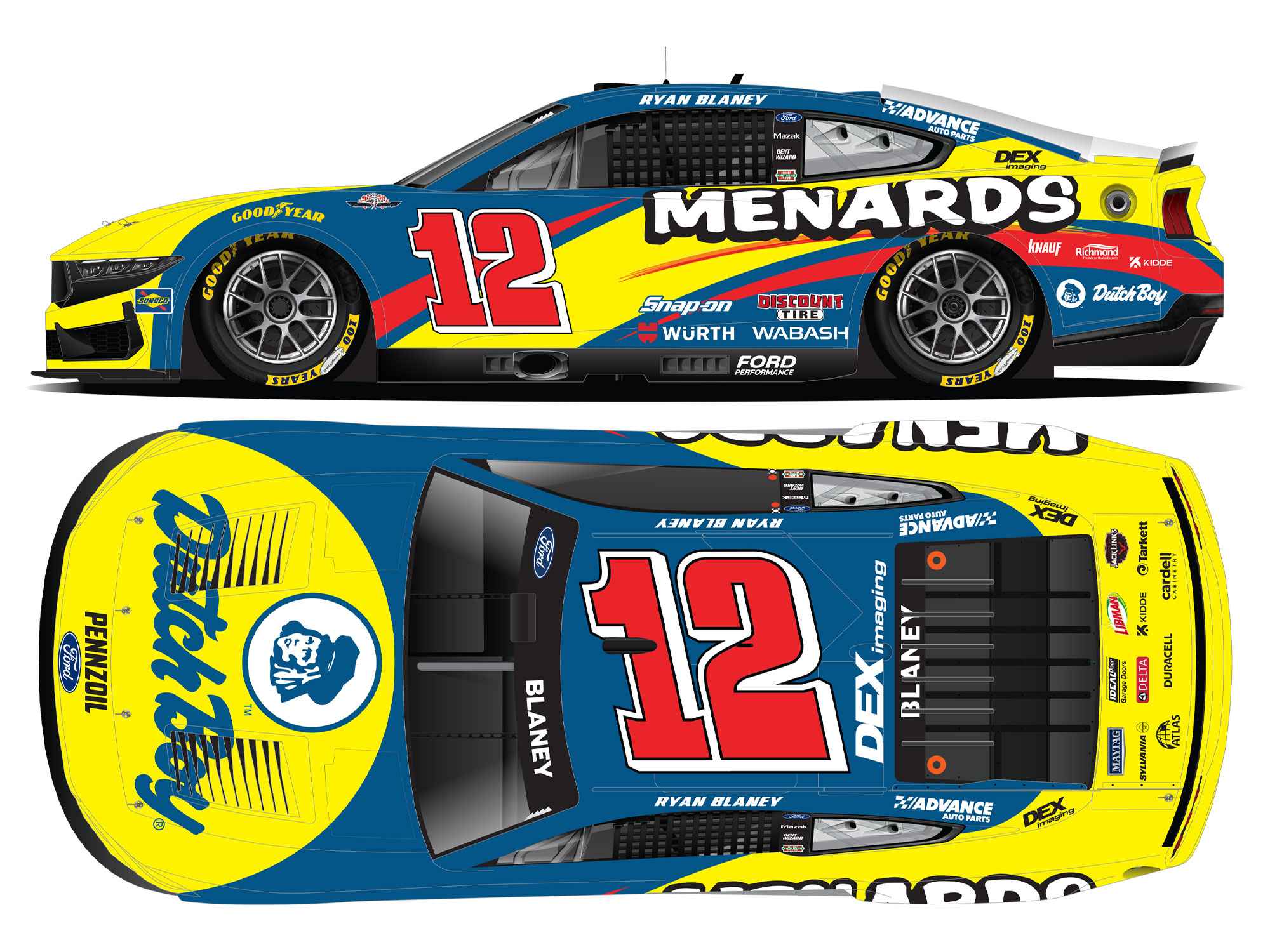 Ryan Blaney 2025 Menards Dutch Boy Throwback 1:64 Nascar Diecast
