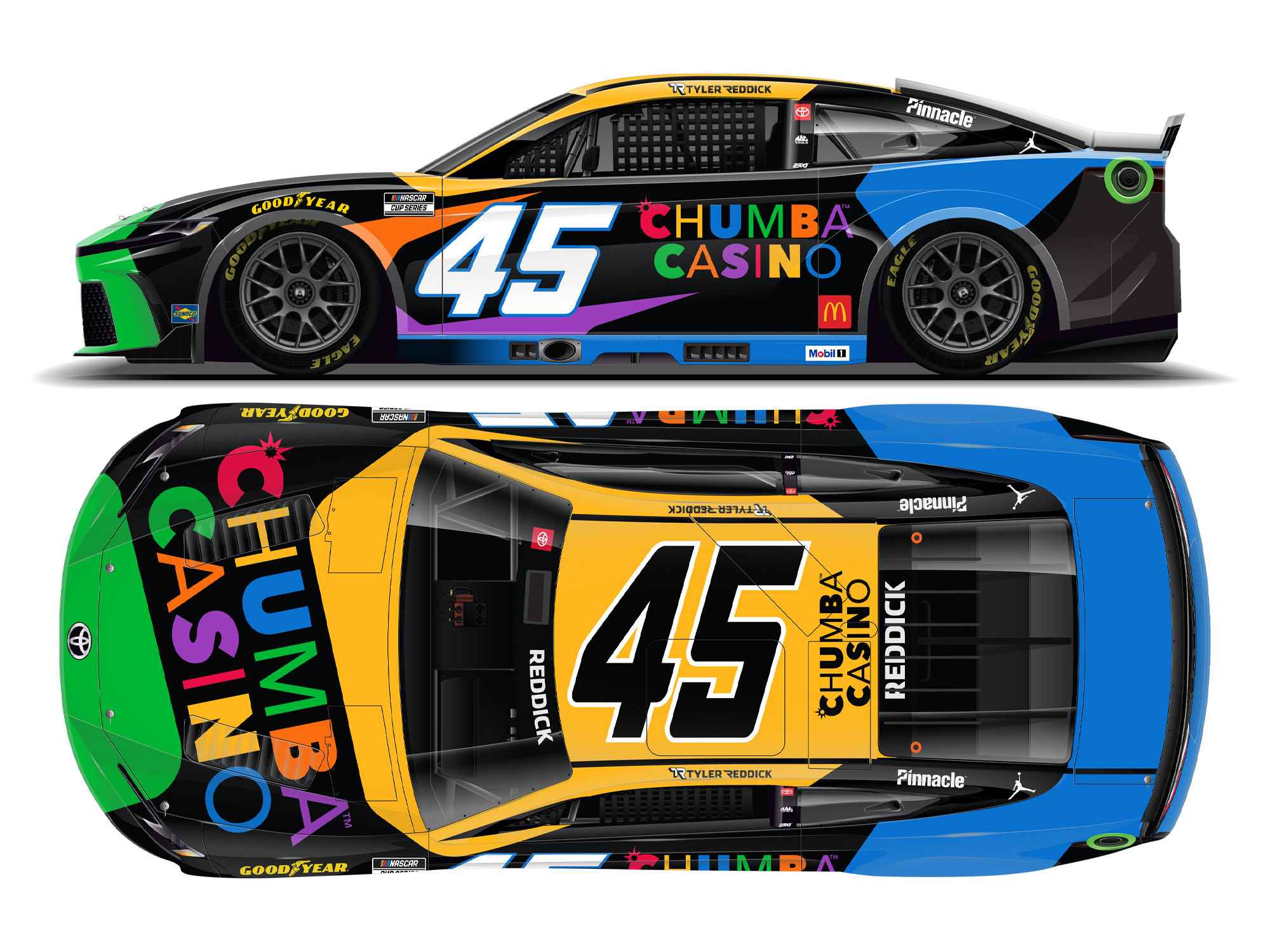 Tyler Reddick 2025 Chumba Casino 1:24 Color Chrome Nascar Diecast